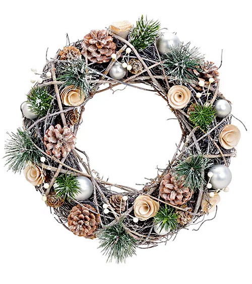Stilvolle Weihnachtskranz Aus Holz Bild